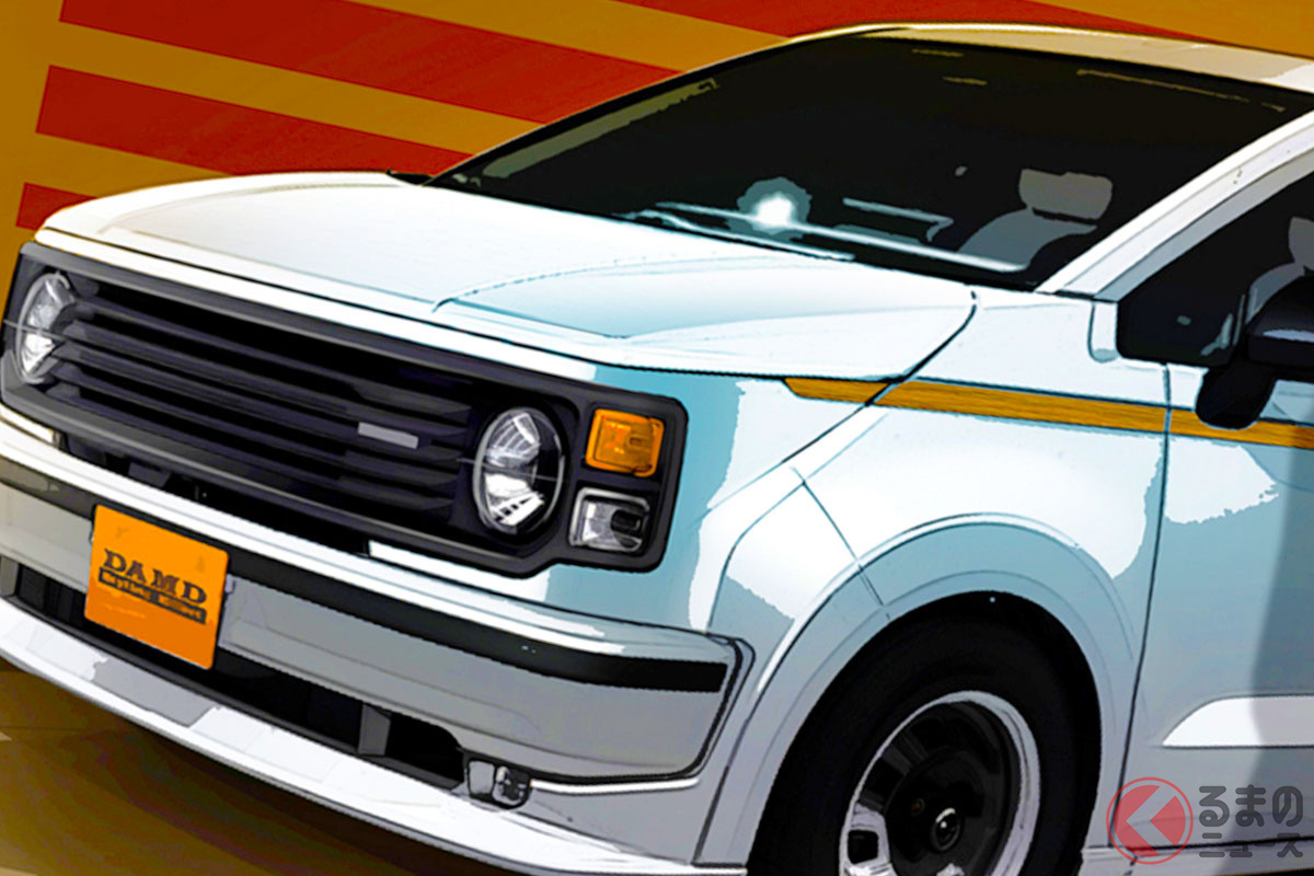 ホンダ最新「フリード」の"超レトロ仕様"初公開！ ちょうどいい「3列ミニバン」の"旧車デザイン"仕様がカッコイイ！ 斬新すぎる「DAMD フリード アイソレーター」2025年10月に登場へ ...